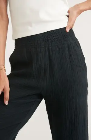 Marine Layer Corinne Wide-leg Double-cloth Cotton Pants