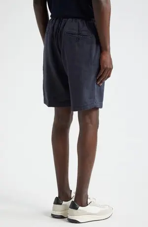 Thom Sweeney Pleated Stretch Linen & Cotton Jersey Shorts - Navy