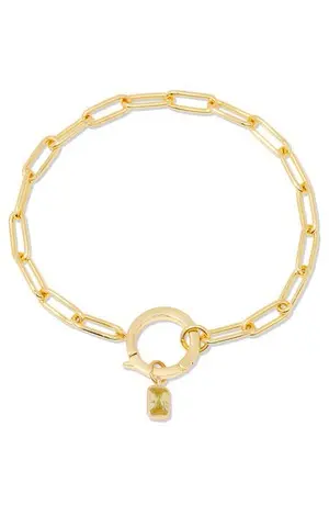 BROOK & YORK Colette Birthstone Paper Clip Chain Bracelet - Gold - August