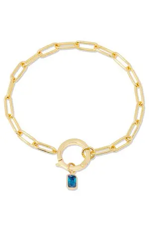 BROOK & YORK Colette Birthstone Paper Clip Chain Bracelet - Gold - December