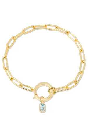 BROOK & YORK Colette Birthstone Paper Clip Chain Bracelet - Gold - March