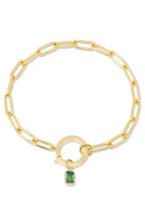 BROOK & YORK Colette Birthstone Paper Clip Chain Bracelet - Gold - May