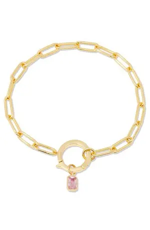 BROOK & YORK Colette Birthstone Paper Clip Chain Bracelet - Gold - October