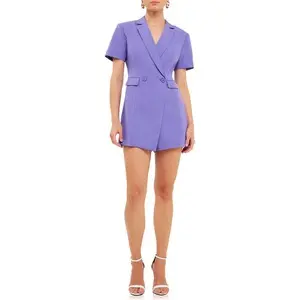 Endless Rose Double Breasted Blazer Romper - Purple