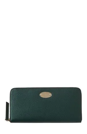 Mulberry Plaque 8 Card Leather Zip Wallet - Mulberry Green