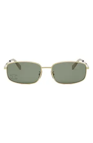 Celine CELINE Triomphe Rectangular Sunglasses Shiny Endura Gold/green