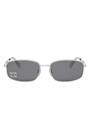 Celine CELINE Triomphe Rectangular Sunglasses Shiny Palladium/smoke