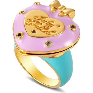 JULY CHILD Once Upon A Time Locket Ring - Gold/pink/green/blue Enamel