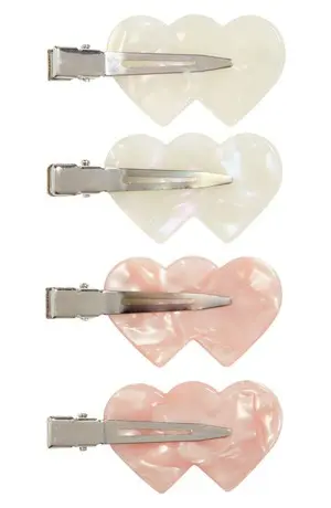 Bp. Double Heart 4-pack Assorted Creaseless Hair Clips