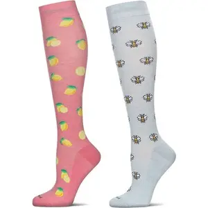 MEMOI Assorted 2-pack Knee High Compression Socks - Pink
