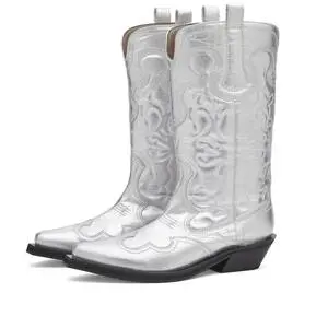 Ganni Silver Tone Boots For Women