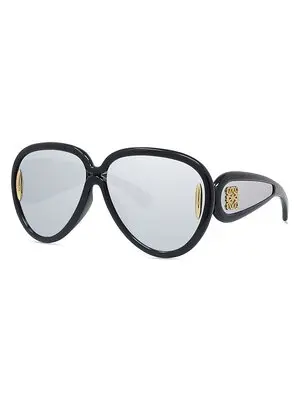 Loewe X Paula's Ibiza 65mm Wave Mask Pilot Sunglasses - Black Grey Mirror