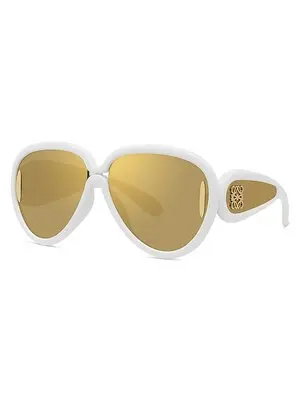 Loewe X Paula's Ibiza 65mm Wave Mask Pilot Sunglasses White Brown Mirror