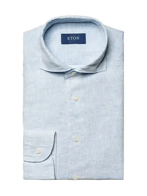 Eton Contemporary-fit Linen Shirt Blue