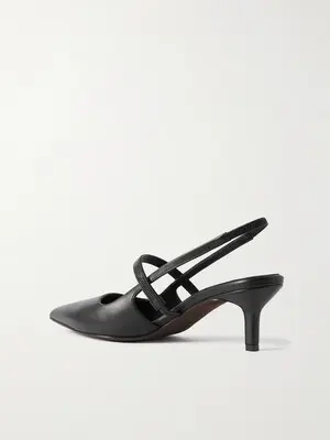 Brunello Cucinelli Bead-embellished Leather Slingback Pumps
