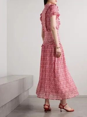 cefinn pink dress Cefinn Jacquard Pussybow Midi Dress | Pink