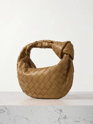 Bottega Veneta Jodie Mini Knotted Intrecciato Leather Shoulder Bag - Brown