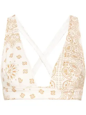 MC2 SAINT BARTH Bandana-print Denim Bralette Top