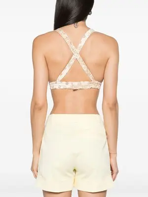 MC2 SAINT BARTH Bandana-print Denim Bralette Top