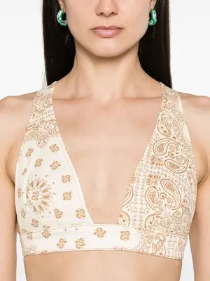 MC2 SAINT BARTH Bandana-print Denim Bralette Top