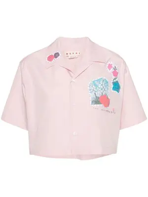 Marni Floral Patch Cropped Shirt