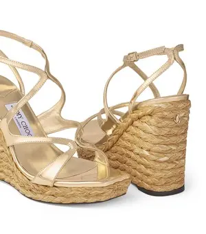 JIMMY CHOO Ayla 110 Wedge Sandals - Gold