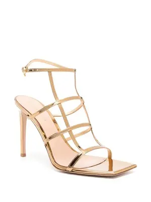 GIANVITO ROSSI Mondry 95mm Leather Sandals - Gold