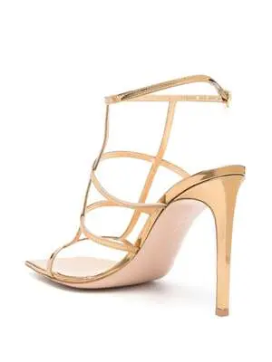 GIANVITO ROSSI Mondry 95mm Leather Sandals - Gold