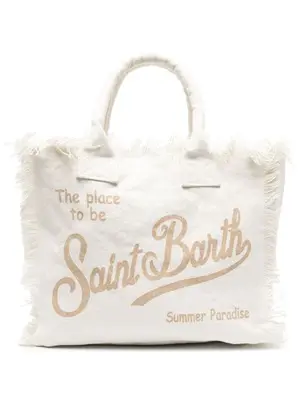 MC2 SAINT BARTH Vanity Canvas Beach Bag - White