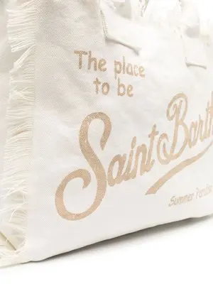 MC2 SAINT BARTH Vanity Canvas Beach Bag - White
