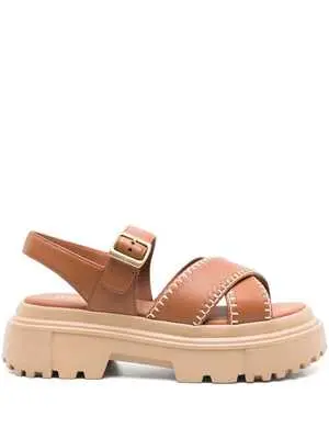 Hogan Leather Platform Sandals