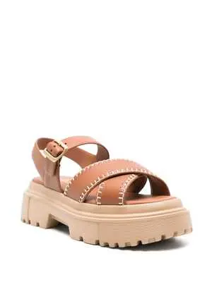 Hogan Leather Platform Sandals