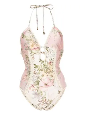 Zimmermann Waverly Crochet-trim Swimsuit - Neutrals