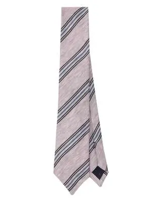 Paul Smith Paul Smith Stripe-Print Linen-Silk Blend Tie Pink