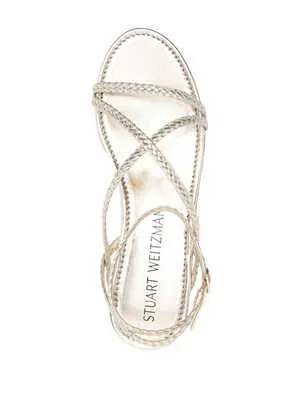 STUART WEITZMAN 75mm Wovette Wedge Sandals - Gold