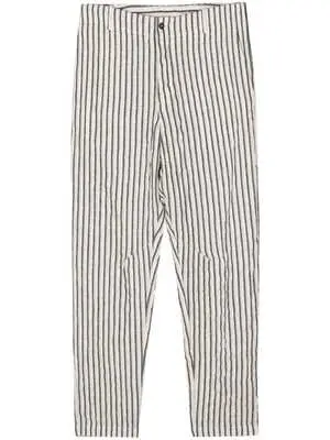FORME D'EXPRESSION Striped Linen-blend Tapered Trousers - White