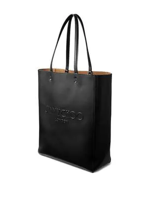 JIMMY CHOO Debossed-logo Leather Tote Bag - Black
