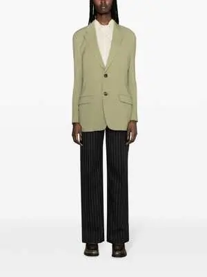 AMI Paris Single-breasted Textured Blazer - Green