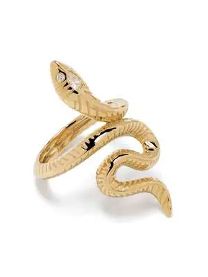 Jacquie Aiche 18kt Yellow Snake Diamond Ring - Gold