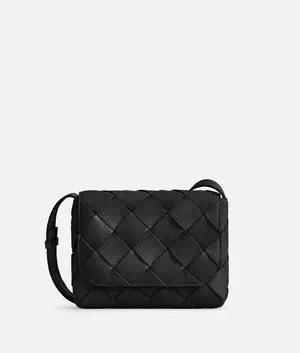 BOTTEGA  VENETA Diago Intreccio Leather Cross Body Bag - Black
