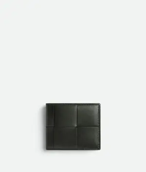 Bottega Veneta Cassette Bi-fold Wallet With Coin Purse Dark Green/agate Grey