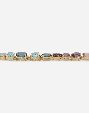 Dolce & Gabbana Rainbow Sautoir Necklace With Multicolored Gems - Gold