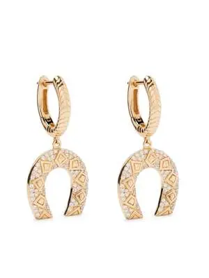 Harwell Godfrey 18kt Yellow Horseshoe Diamond Drop Earrings - Gold