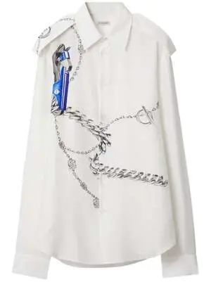 Burberry Knight Hardware-print Shirt - White
