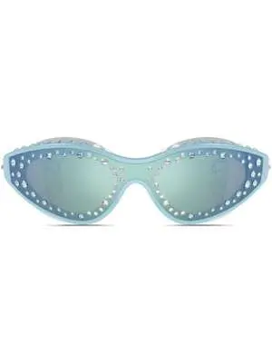 SWAROVSKI Crystal-embellished Goggle-frame Sunglasses - Blue