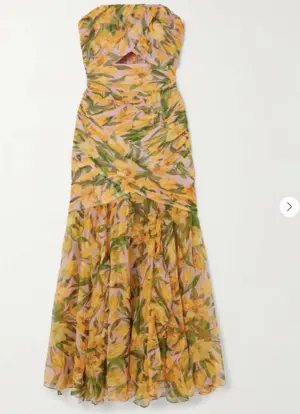Carolina Herrera Strapless Draped Cutout -print Silk-chiffon Gown