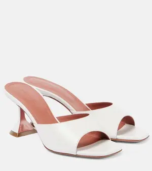 Amina Muaddi Lupita 70 Leather Mules - White