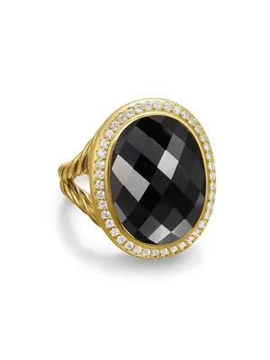 David Yurman Albion Oval Ring In 18k Yellow Gold Black Onyx