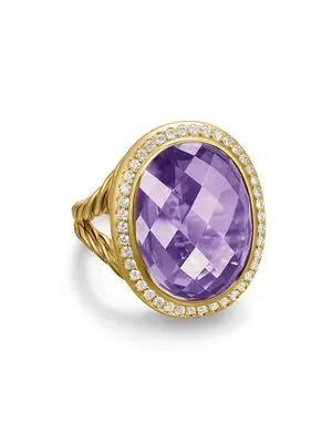 David Yurman Albion Oval Ring In 18k Yellow Gold Chrysocolla