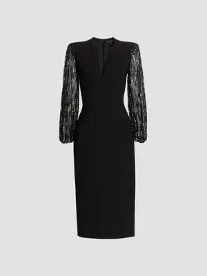 Jenny Packham The Swan Embellished-sleeve Cocktail Dress - Jet